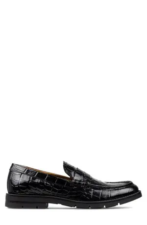 DONALD PLINER Caiden Croc Embossed Penny Loafer