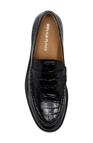 DONALD PLINER Caiden Croc Embossed Penny Loafer