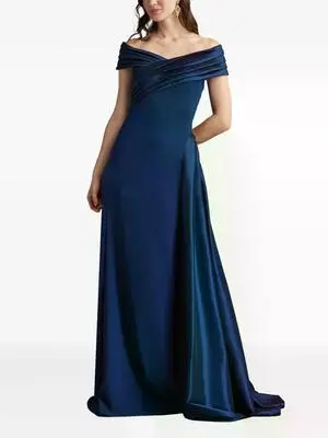 Tadashi Shoji Pleated Off-shoulder Maxi Dress - Blue