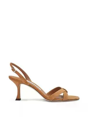 JIMMY CHOO Elsy Knotted Slingback Sandals - Brown