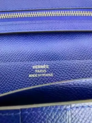 Hermès Epson Bearn Gusset Metal Wallet - Blue