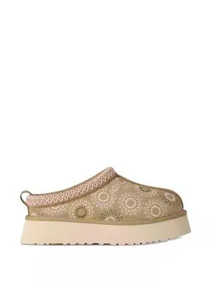 UGG Platform Slippers With Floral Embroidery