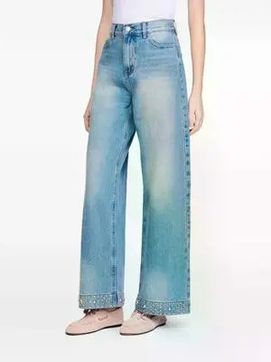 Sandro Rhinestone Embellishment Straight Jeans
