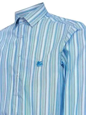 Etro Striped-pattern Logo-embroidered Shirt