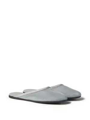 Miu Miu Logo Detail Mesh Slip-on Slippers - Grey
