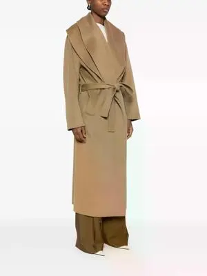 RÓHE Signature Double-faced Wool Scarf Coat - Brown