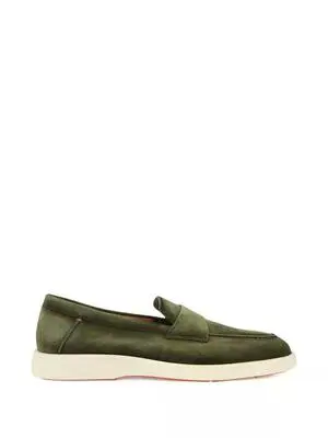Santoni Penny-detail Suede Loafers - Green