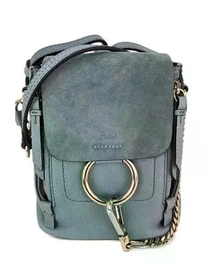 Chloé Mini Faye Suede And Leather Backpack - Blue