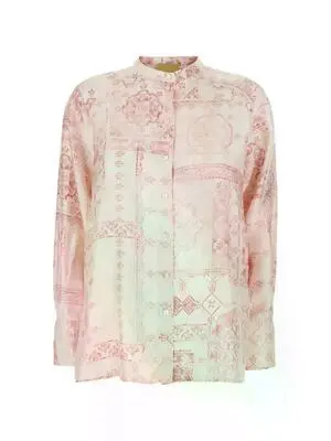 Momoni Patterned Band Collar Shirt