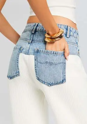 SEROYA Chani Knit Denim Pant - White/coastline