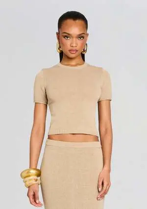 SEROYA Clare Knit Baby Tee - Stone