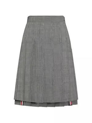 Thom Browne Houndstooth Pleated Midi Skirt