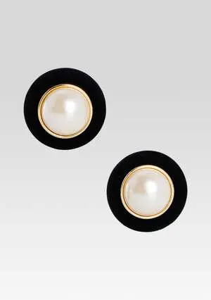 Retrofete Sari Pearl Clip-on Earrings - Black