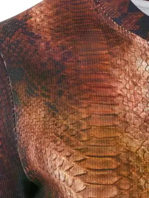 JEAN PAUL GAULTIER Python-print Crew-neck T-shirt - Brown