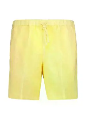 120% Lino Drawstring-waist Bermuda Shorts - Yellow