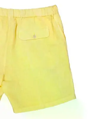 120% Lino Drawstring-waist Bermuda Shorts - Yellow