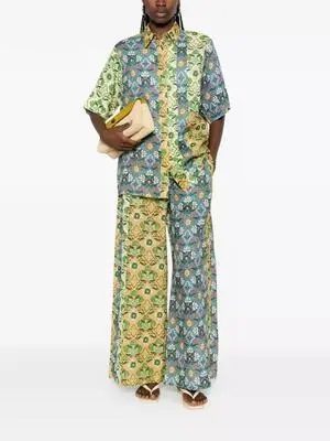 ALEMAIS Ali Spliced Floral-print Trousers - Blue
