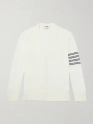 Thom Browne Striped Wool Cardigan - White