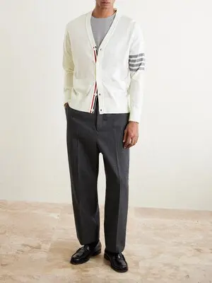 Thom Browne Striped Wool Cardigan - White