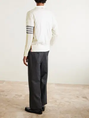 Thom Browne Striped Wool Cardigan - White