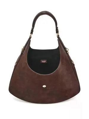 GANNI Logo Plaque Large Shoulder Bag - Brown