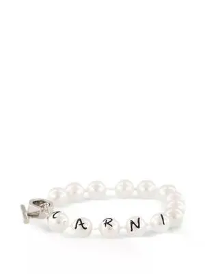 Marni Pearl And Letter Detail Bracelet - Silver