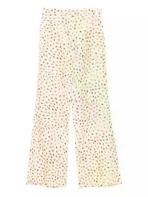 Sandro High-waisted Floral Print Linen Blend Trousers