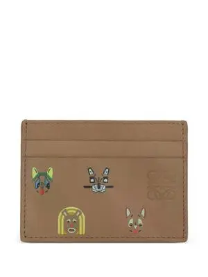 Loewe Cat-motif Card Holder - Brown