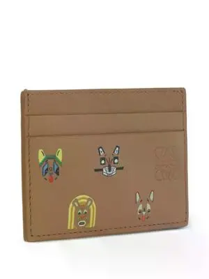 Loewe Cat-motif Card Holder - Brown