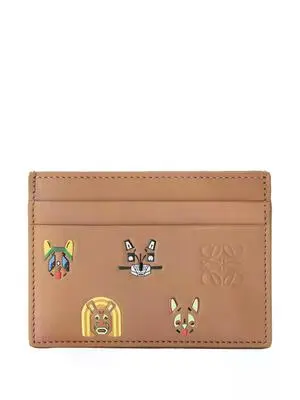 Loewe Cat-motif Card Holder Marrone