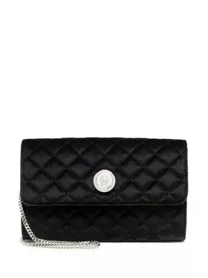Versace Quilted Medusa Velvet Wallet On Chain - Black