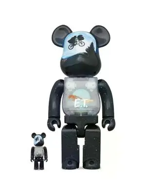 MEDICOM TOY Xbearbrick Xe.t. Light Up Design Figure Set Of Two 400% And 100 - Black