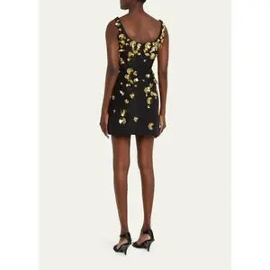 Carolina Herrera Crystal Flower Appliqué Mini Dress