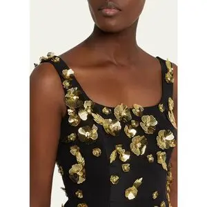 Carolina Herrera Crystal Flower Appliqué Mini Dress
