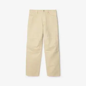 Burberry Cotton Canvas Relaxed Fit Trousers - Tundra White