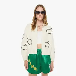 MOTHER The Crop Raquette Wool Plus Gang Cardigan
