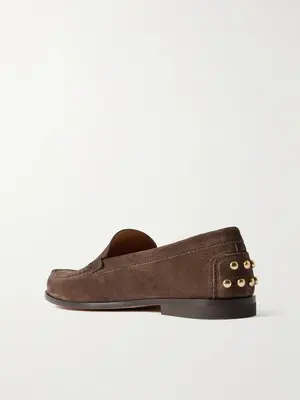 TOD'S Studded Suede Loafers - Brown