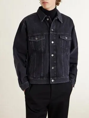 Saint Laurent Leather-trimmed Denim Trucker Jacket