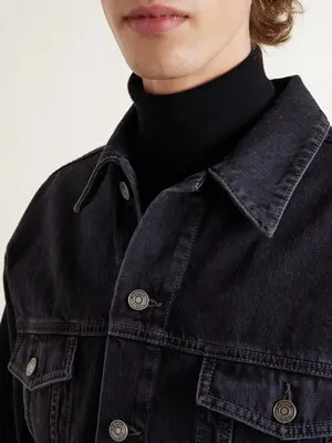 Saint Laurent Leather-trimmed Denim Trucker Jacket
