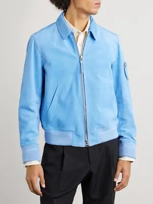 TOM FORD Suede Bomber Jacket - Blue