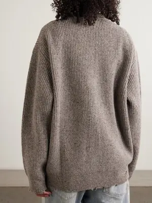 SLVRLAKE Venice Distressed Ribbed Merino Wool Cardigan