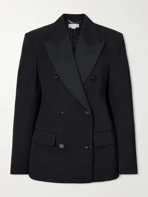 Stella McCartney Double-breasted Wool Blazer With Twill Trim
