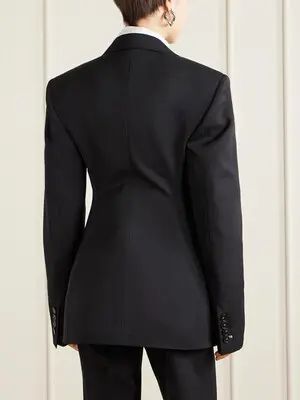 Stella McCartney Double-breasted Wool Blazer With Twill Trim