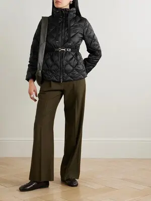 Max Mara Cube Belted Padded Quilted Shell Down Jacket - Black