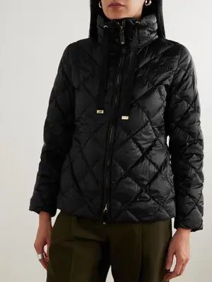 Max Mara Cube Belted Padded Quilted Shell Down Jacket - Black