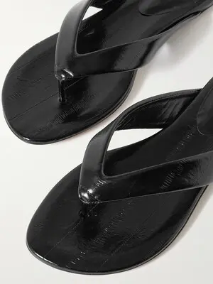 Le Monde Beryl Eel-effect Leather Sandals - Black