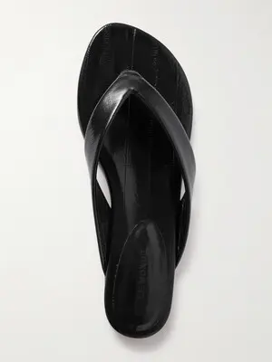 Le Monde Beryl Eel-effect Leather Sandals - Black