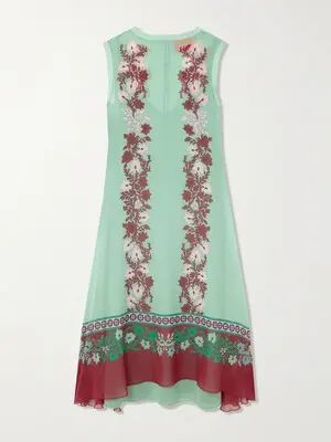 La DoubleJ Maria Printed Silk Midi Dress - Green