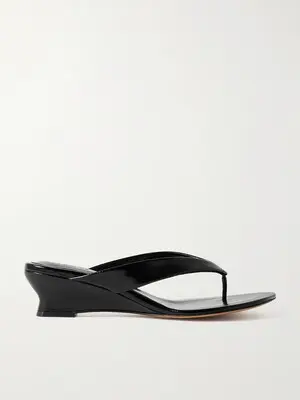Le Monde Beryl Eel-effect Leather Wedge Sandals