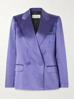 Dries Van Noten Double-breasted Satin Blazer - Purple